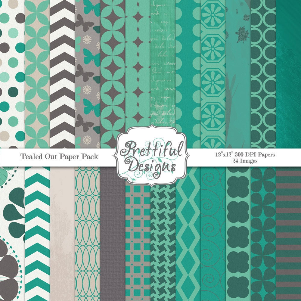 Teal Digital Paper Pack Commercial Use - Etsy