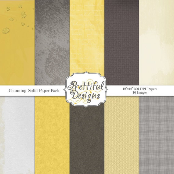 Yellow and Gray Digital Paper Pack by Prettiful Designs | Catch My Party