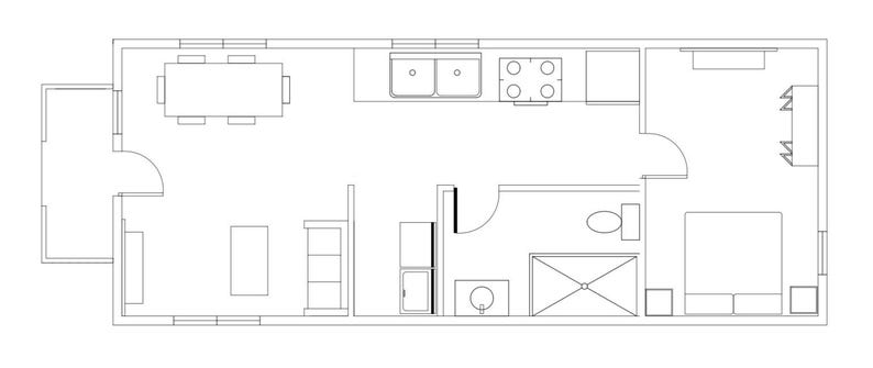 16x40 Tiny House Floor Plan: 1 Bedroom DIY Cabin Blueprint (PDF ...
