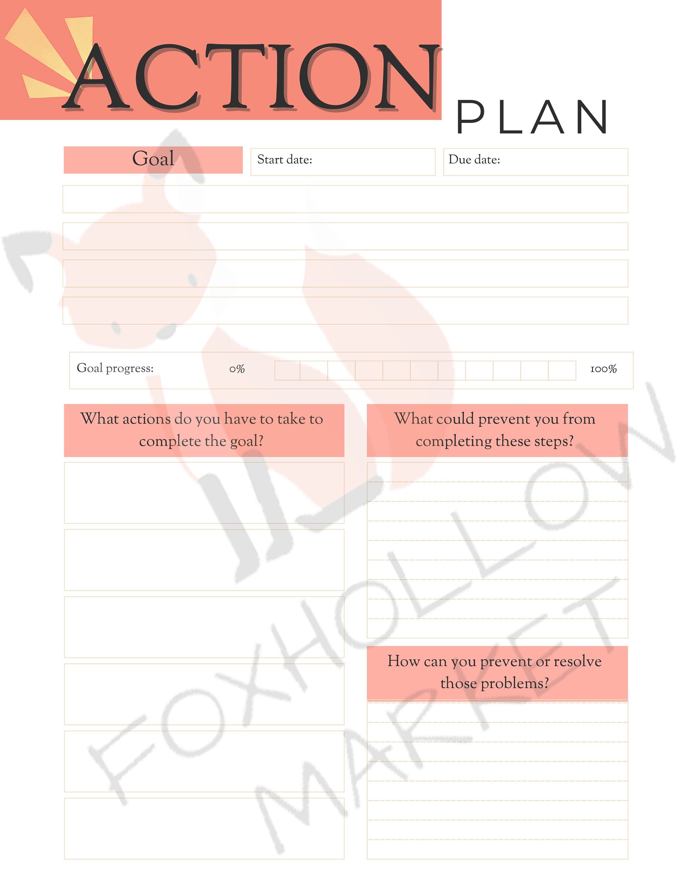 Printable Goal Action Plan - Etsy Printable Goal Action Plan - Etsy