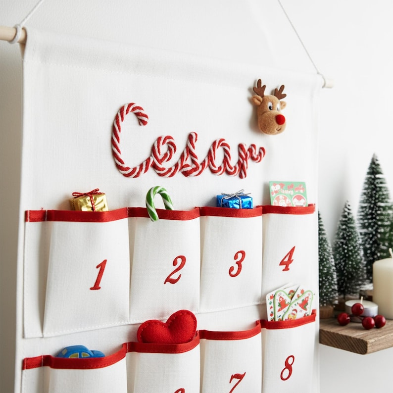 Personalized Christmas Advent Calendar With Yarn Name, Reusable Fabric ...