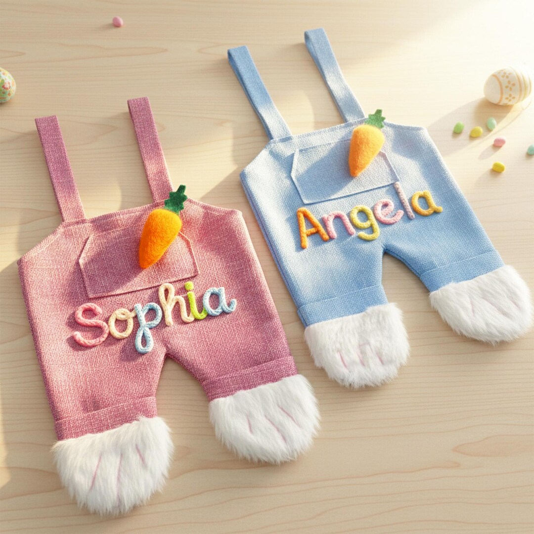 Personalized Easter Bunny Overalls Tote Bag, Yarn Name Gift - Etsy