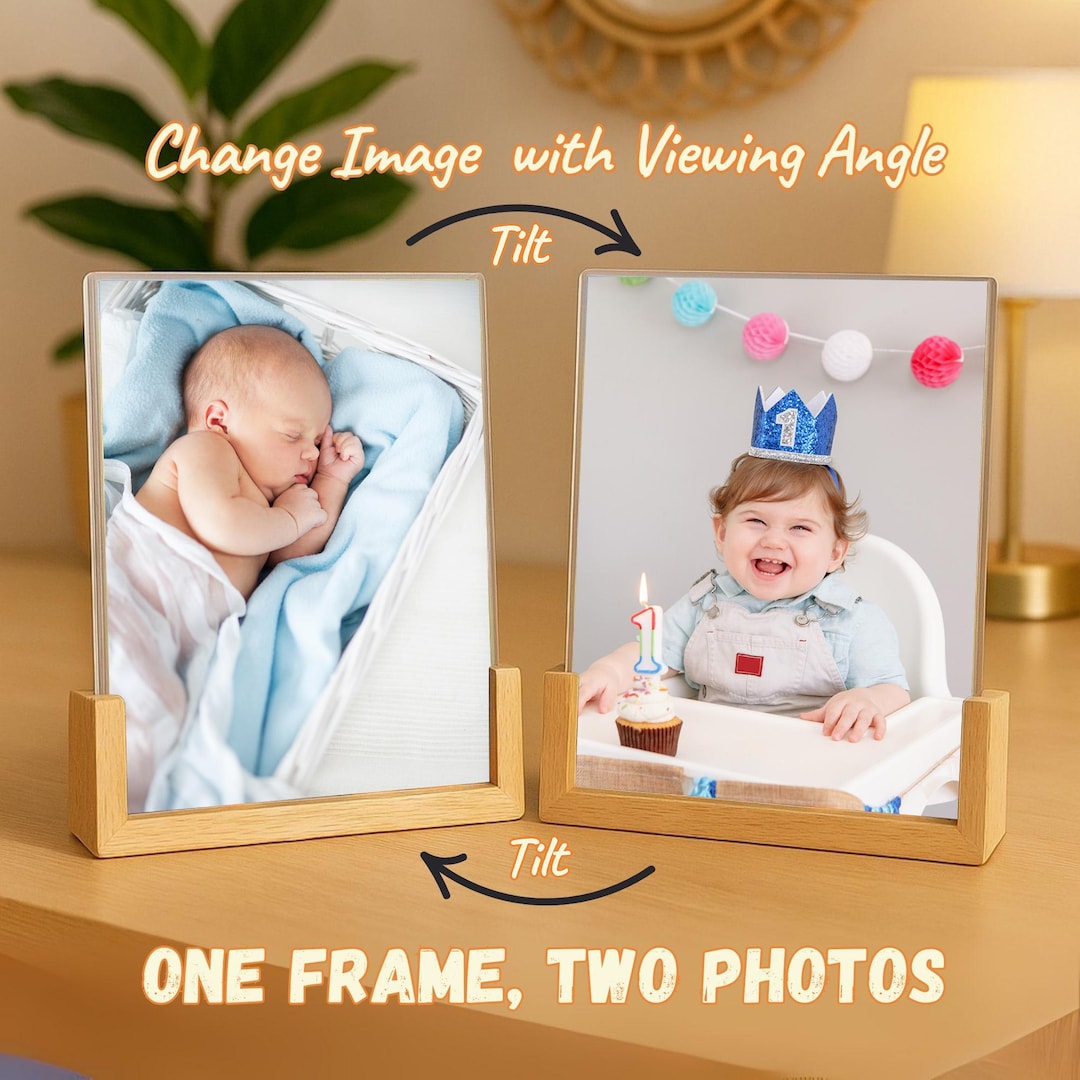 Custom Lenticular Acrylic Photo Frame, Two Photos in One Frame, Flip to ...