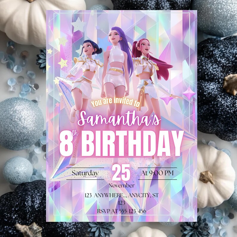 KPOP Demon Hunters Invitation EDITABLE K Pop Birthday Invitation KPOP ...