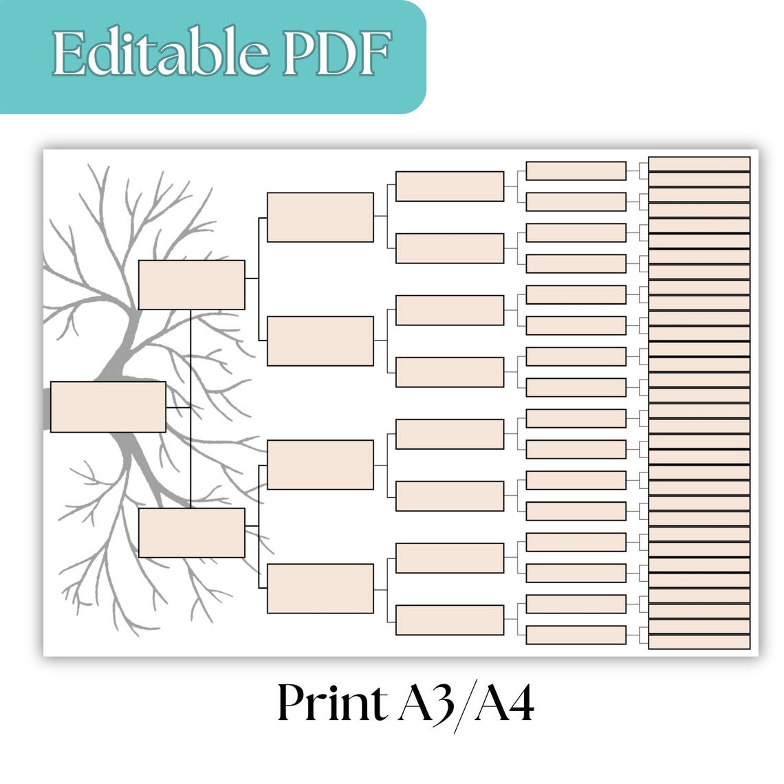 Family Tree Chart| Family Tree Template| Pedigree Chart| Genealogy ...