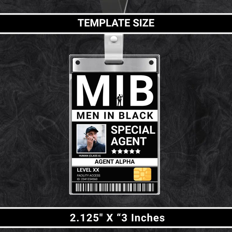 Men in Black Agent ID Card Printable | MIB Agent Badge Digital Download ...