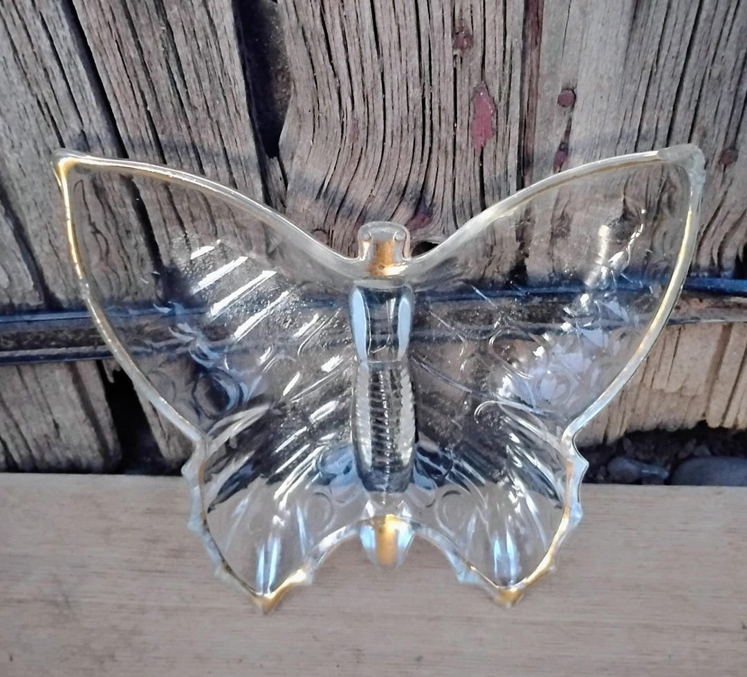 Vintage Clear Glass Butterfly Candy Dish. - Etsy