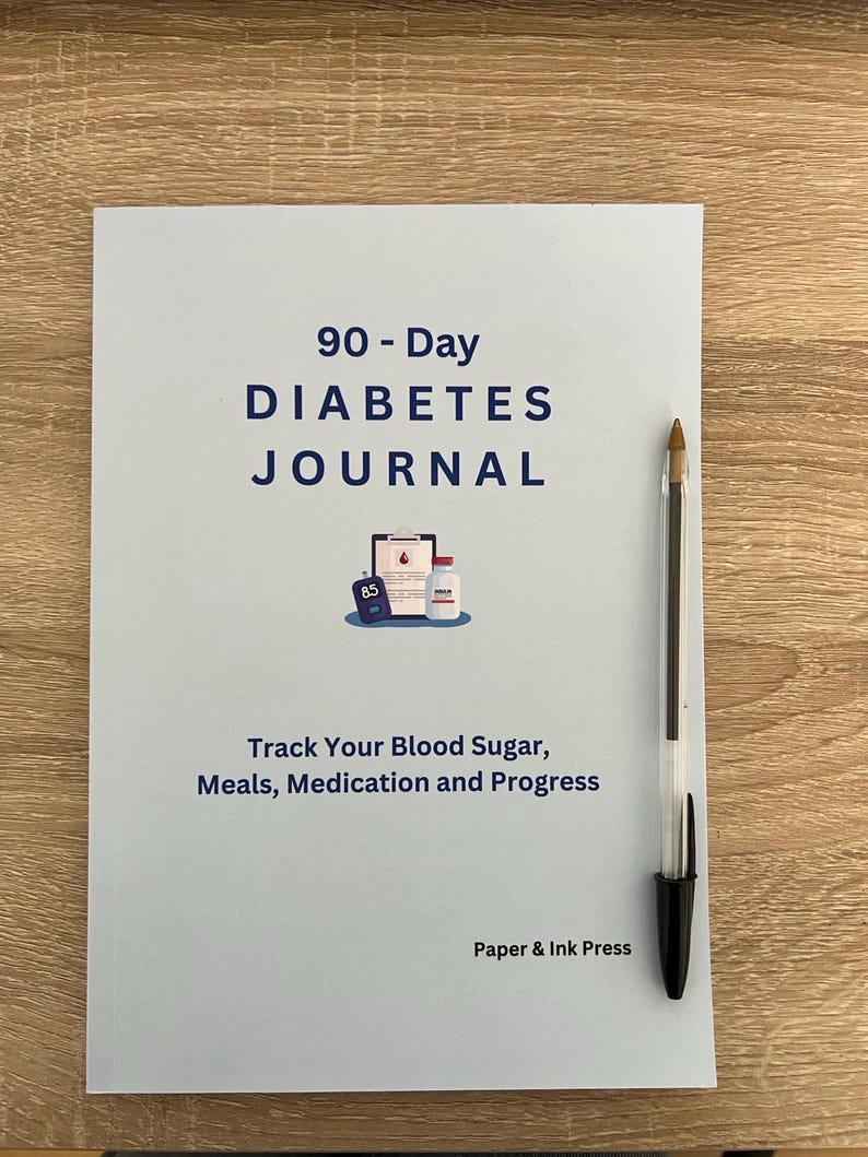 90-day Diabetes Journal Printable - Daily Blood Sugar Log, Food Tracker ...