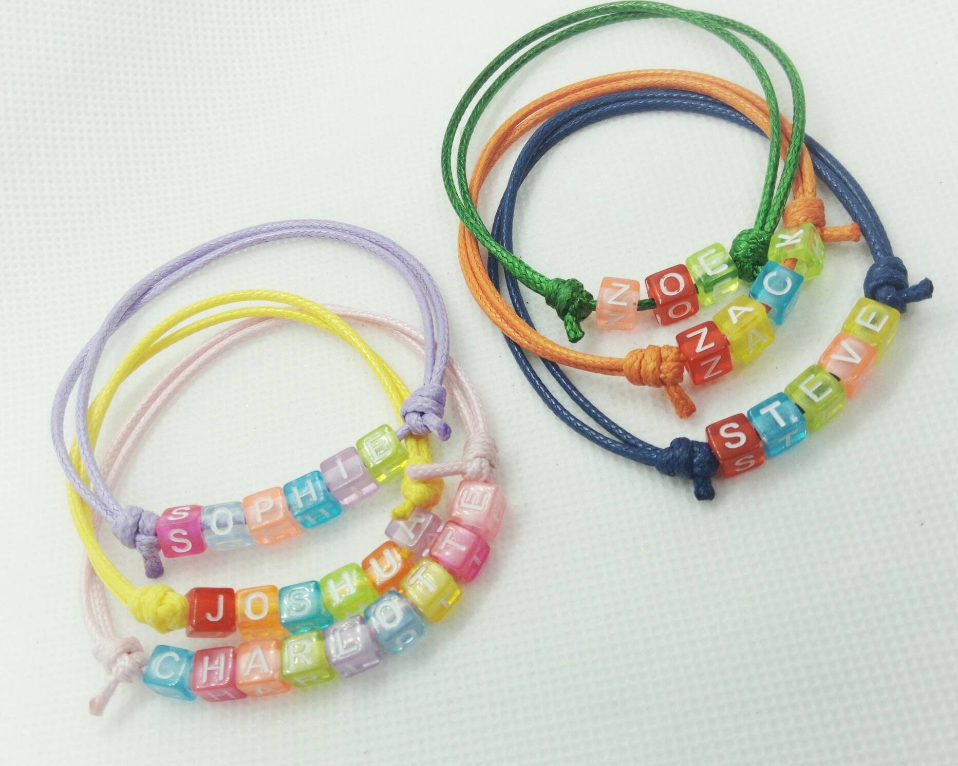 THREE Personalised Kids Name Friendship Bracelets, Custom Kids Name ...