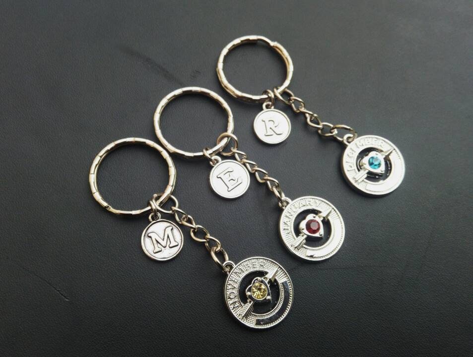 Personalized Birthstone Keychain, Custom Initial Charm Keyring ...