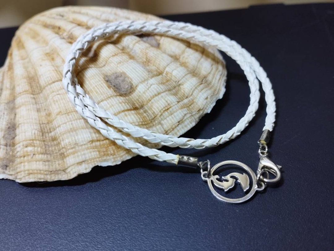 Leather Wrap Anklet, Double Wrap Braided Faux Leather & Silver Charm ...