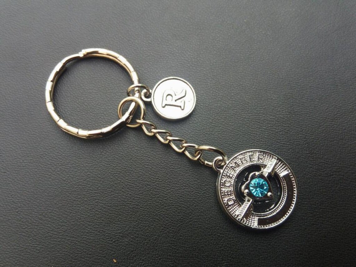 Personalized Birthstone Keychain Custom Initial Charm - Etsy