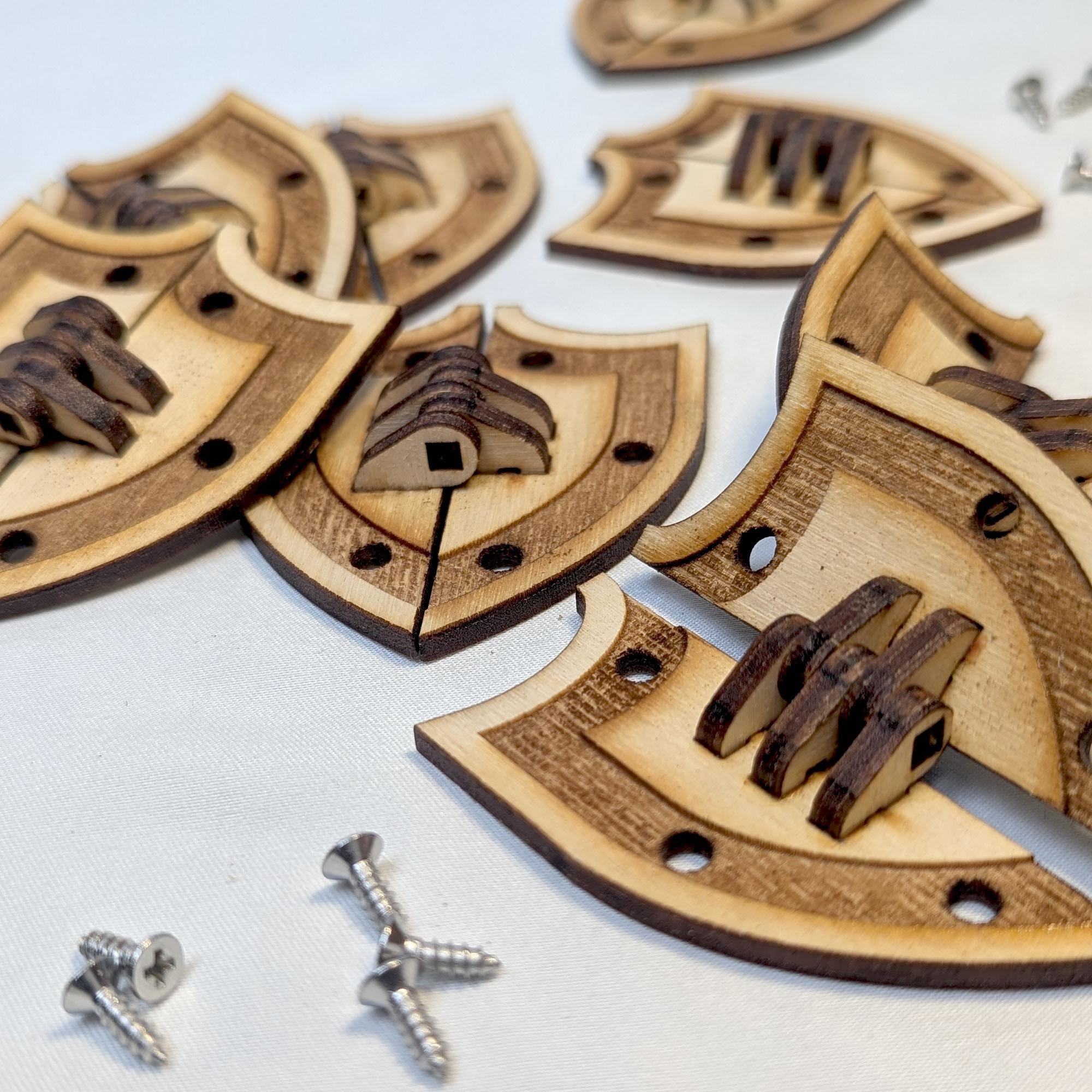 Hinges - Wooden Shield Hinges for Crafts - Hardware Included - Elegant ...