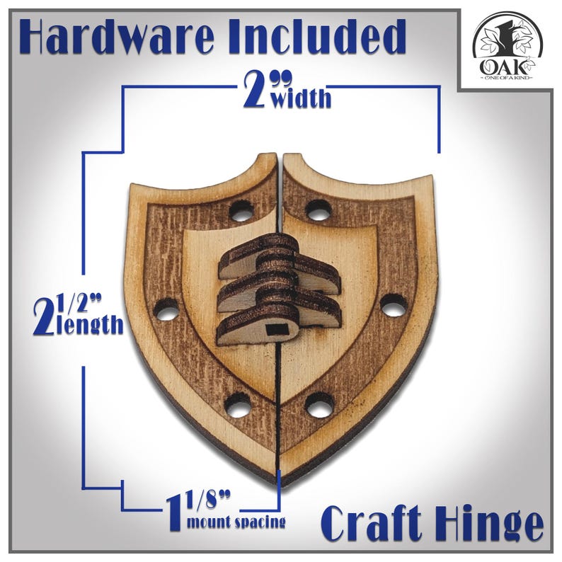 Hinges - Wooden Shield Hinges for Crafts - Hardware Included - Elegant ...