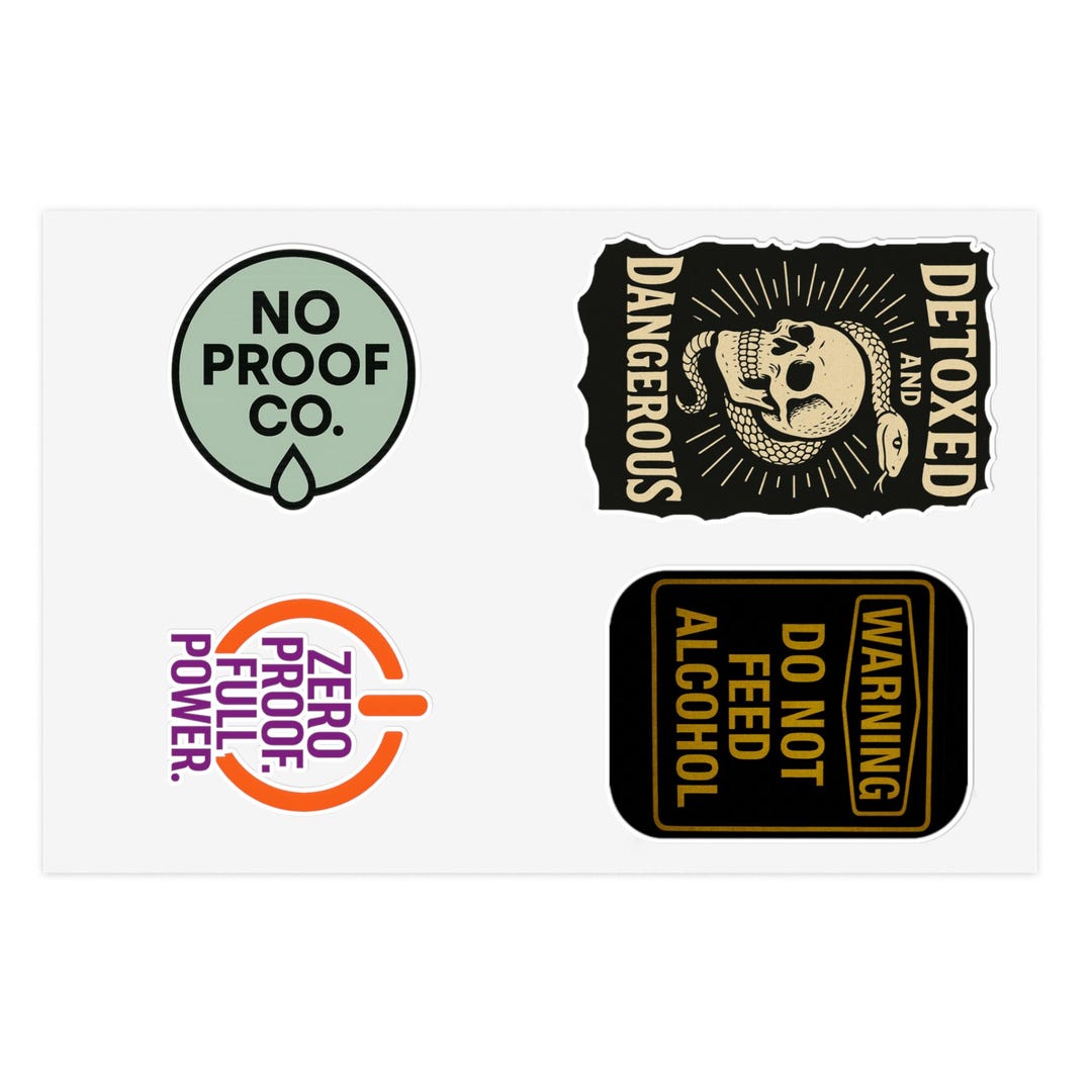 No Proof Co. Sober Starter Pack Sticker Sheet, Sober Stickers, Sobriety ...