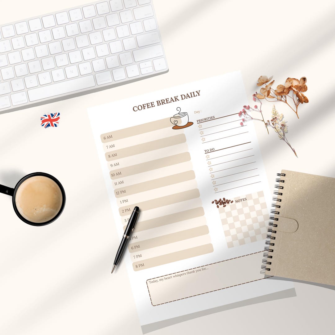 Coffee Break Printable Daily Planner • Daily Organizer PDF • A4 A5 US ...