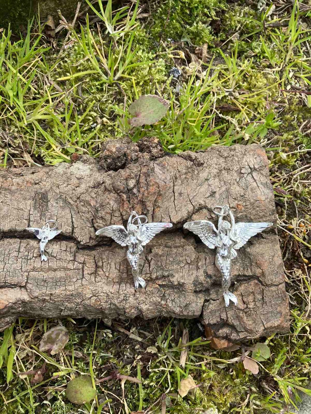 Charm Silver Mer-angel . Charm Size Pendant Solid 925 Silver - Etsy