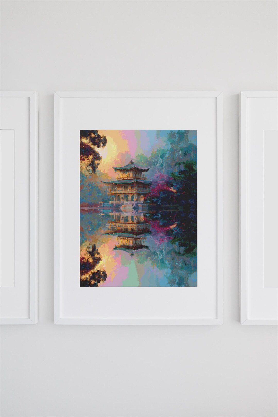 Golden Pavilion Pixel Art｜japanese Temple Reflection Print｜zen Wall ...