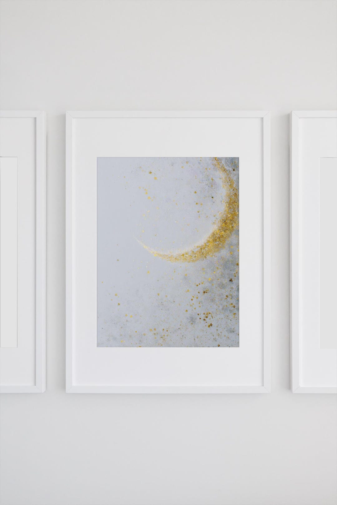 Crescent Moon Gold Print: Minimalist Celestial Wall Art - Etsy