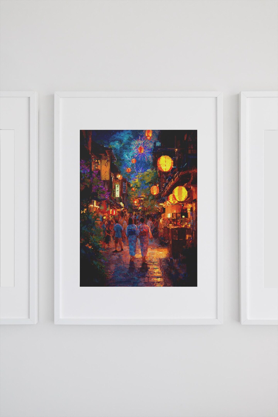 Kyoto Summer Festival Pixel Art Print: Retro Japanese Street Scene - Etsy