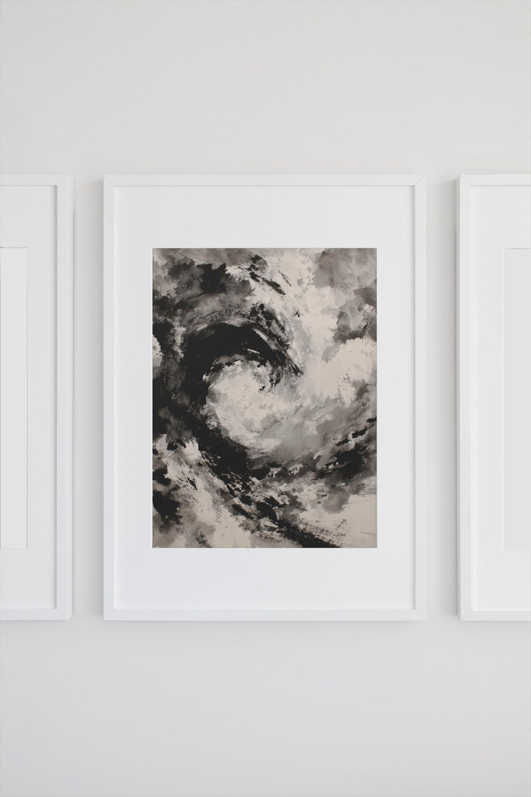 Sumi-e Ocean Vortex Wall Art｜abstract Wave Ink Painting｜zen Sea Energy ...