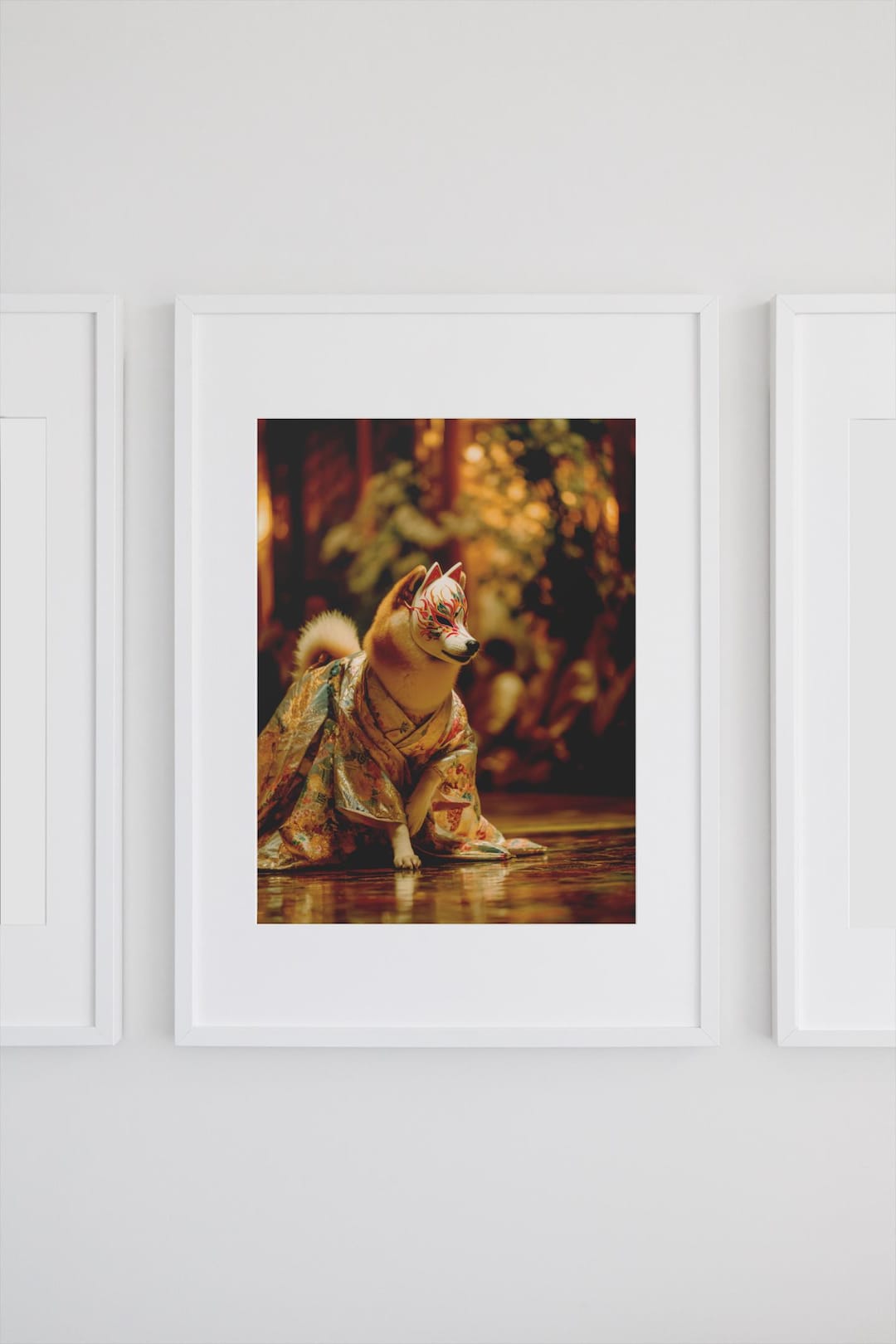 Shiba Inu Kabuki Art｜geisha Fox Mask Print｜luxury Japanese Wall Decor ...