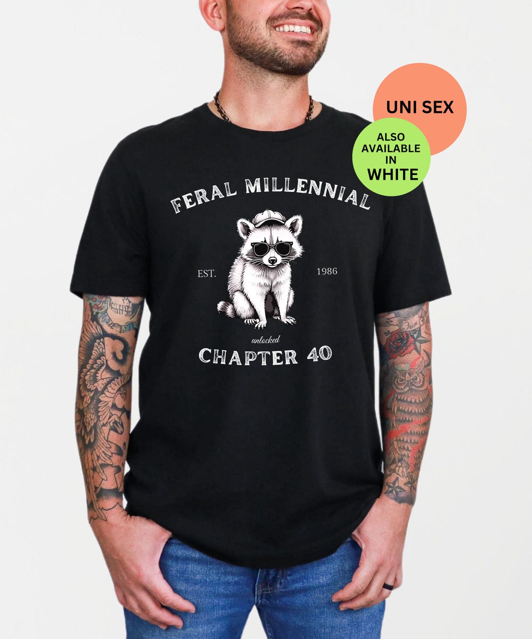 Feral Millennial Shirt, Funny Raccoon Shirt, Gift for 40th Birthday ...
