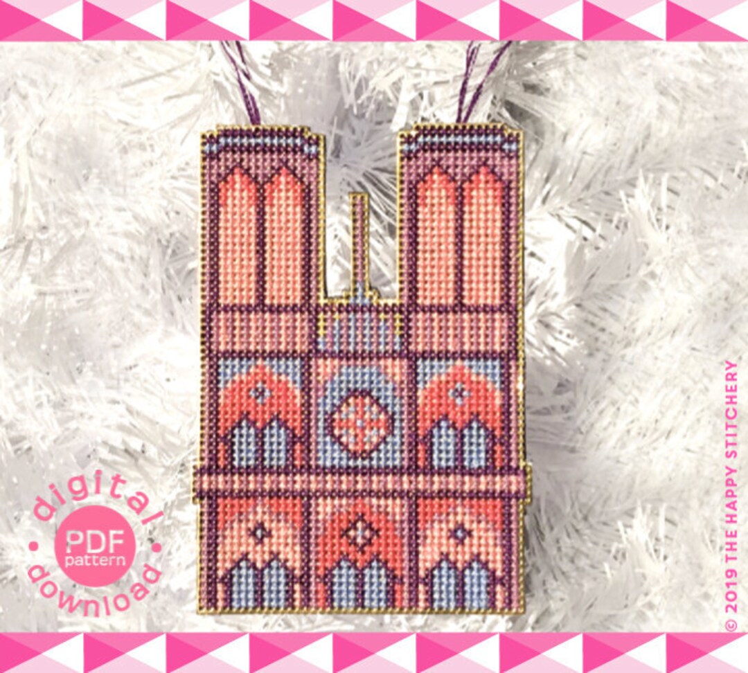 Notre Dame Cathedral, Paris Ornament - Modern Cross Stitch Pattern ...