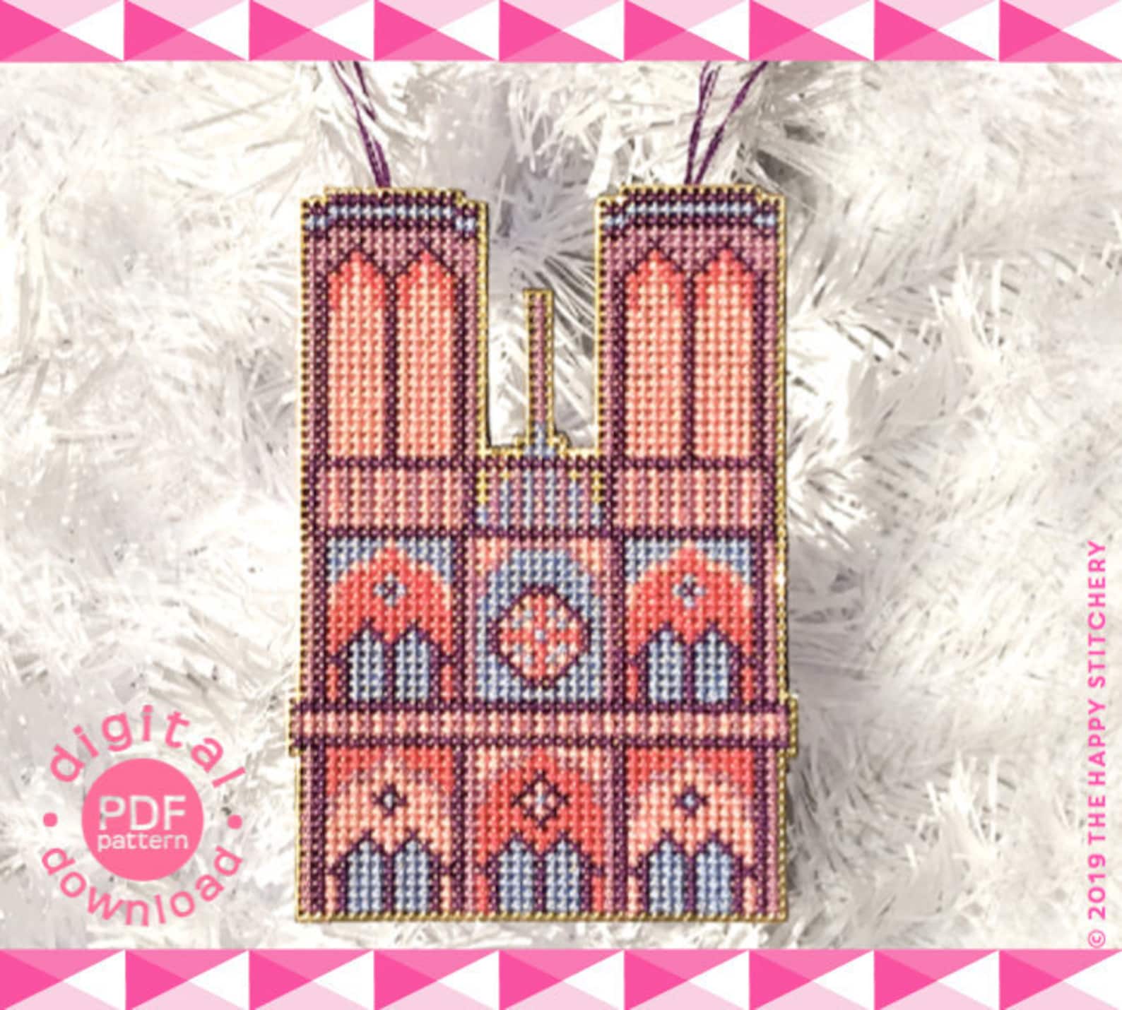 Notre Dame Cathedral, Paris Ornament Modern Cross Stitch Pattern ...