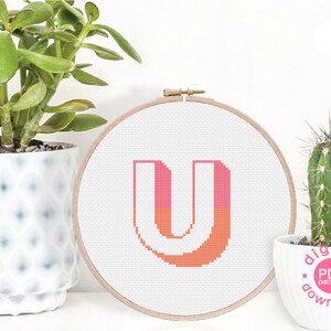 Two Tone Initial - U - Modern Cross Stitch Pattern - Digital Download ...