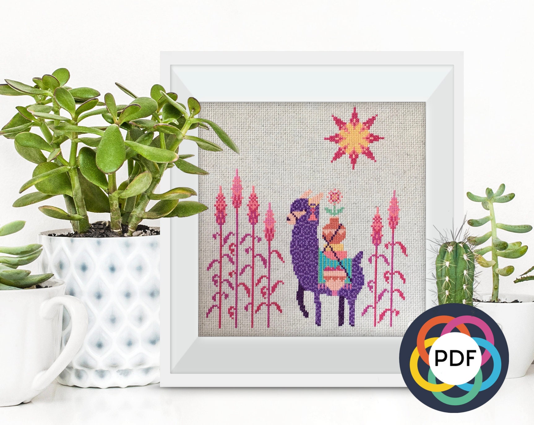 Alpaca Field Modern Cross Stitch Pattern Digital Download Pattern the ...