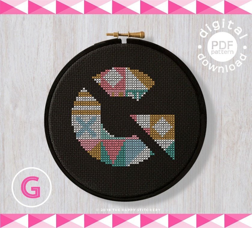 Geometric Initial G Modern Cross Stitch Pattern Digital | Etsy