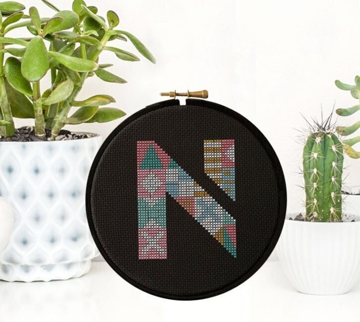 Geometric Initial N Modern Cross Stitch Pattern Digital - Etsy