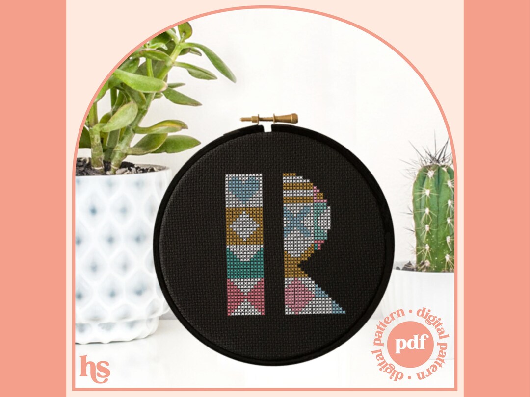 Geometric Initial - R - Modern Cross Stitch Pattern - Digital Download ...
