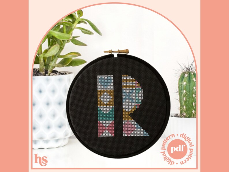 Geometric Initial - R - Modern Cross Stitch Pattern - Digital Download ...