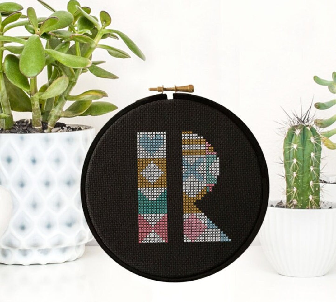 Geometric Initial - R - Modern Cross Stitch Pattern - Digital Download ...