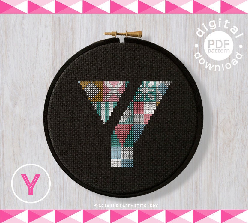 Geometric Initial Y Modern Cross Stitch Pattern Digital | Etsy