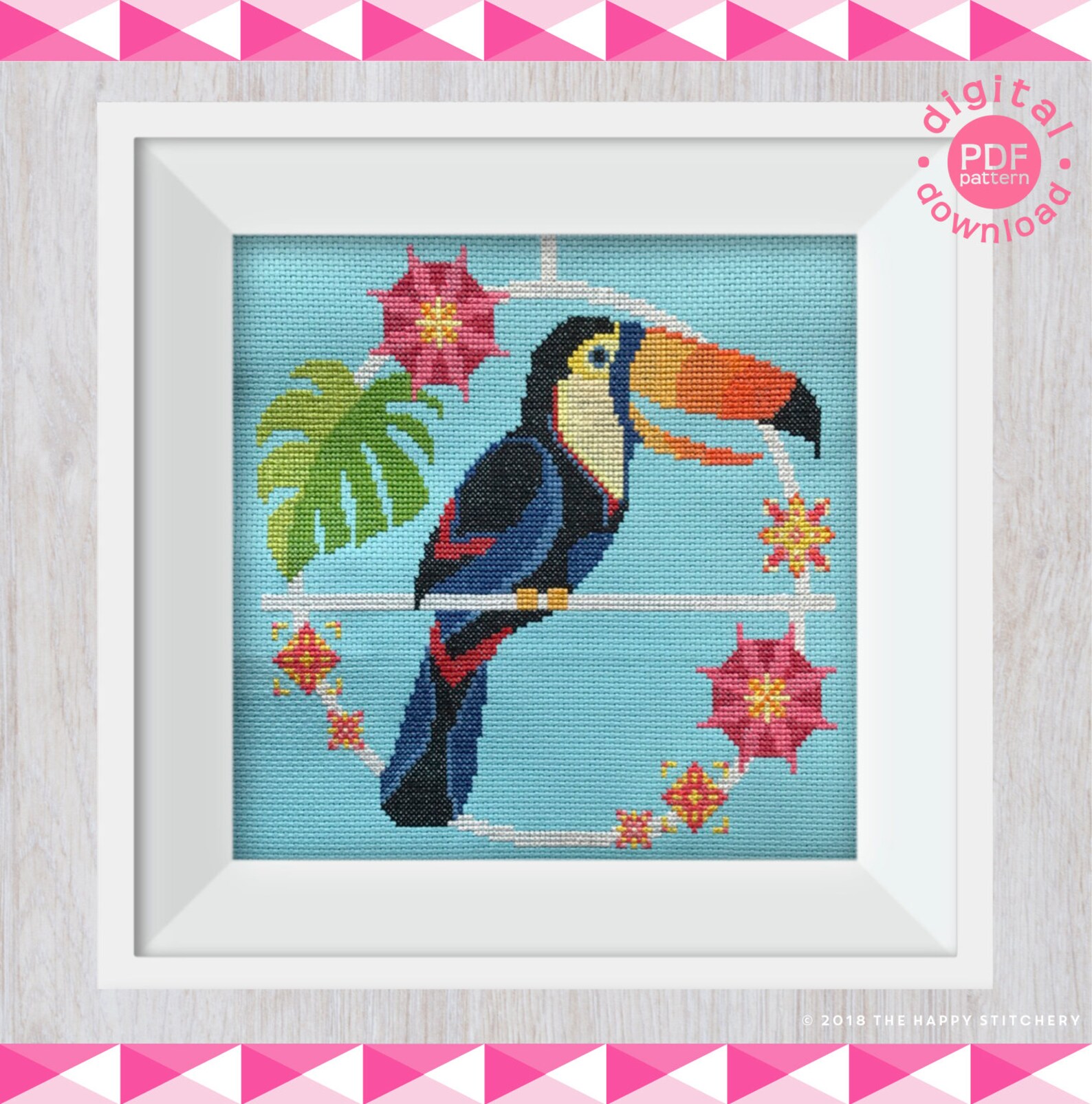 Tropical Toucan - Modern Cross Stitch Pattern - Digital Download ...
