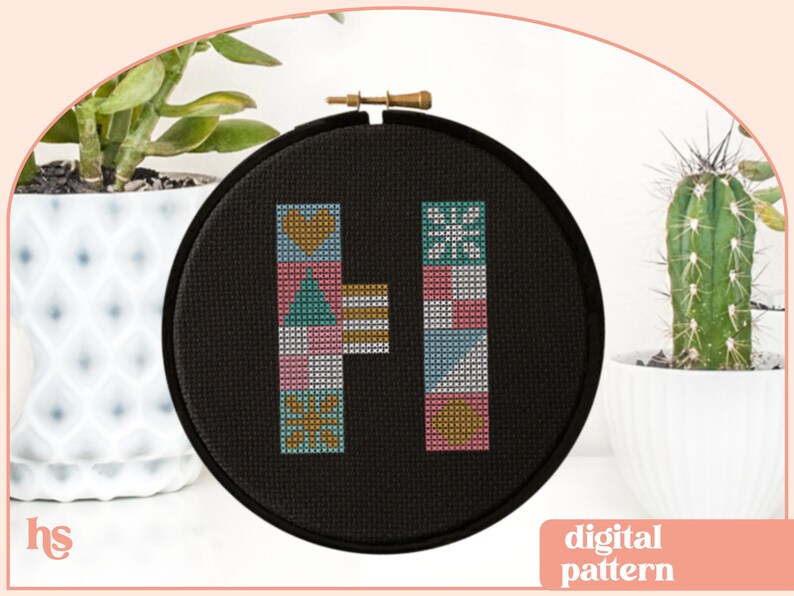 Geometric Initial - H - Modern Cross Stitch Pattern - Digital Download ...