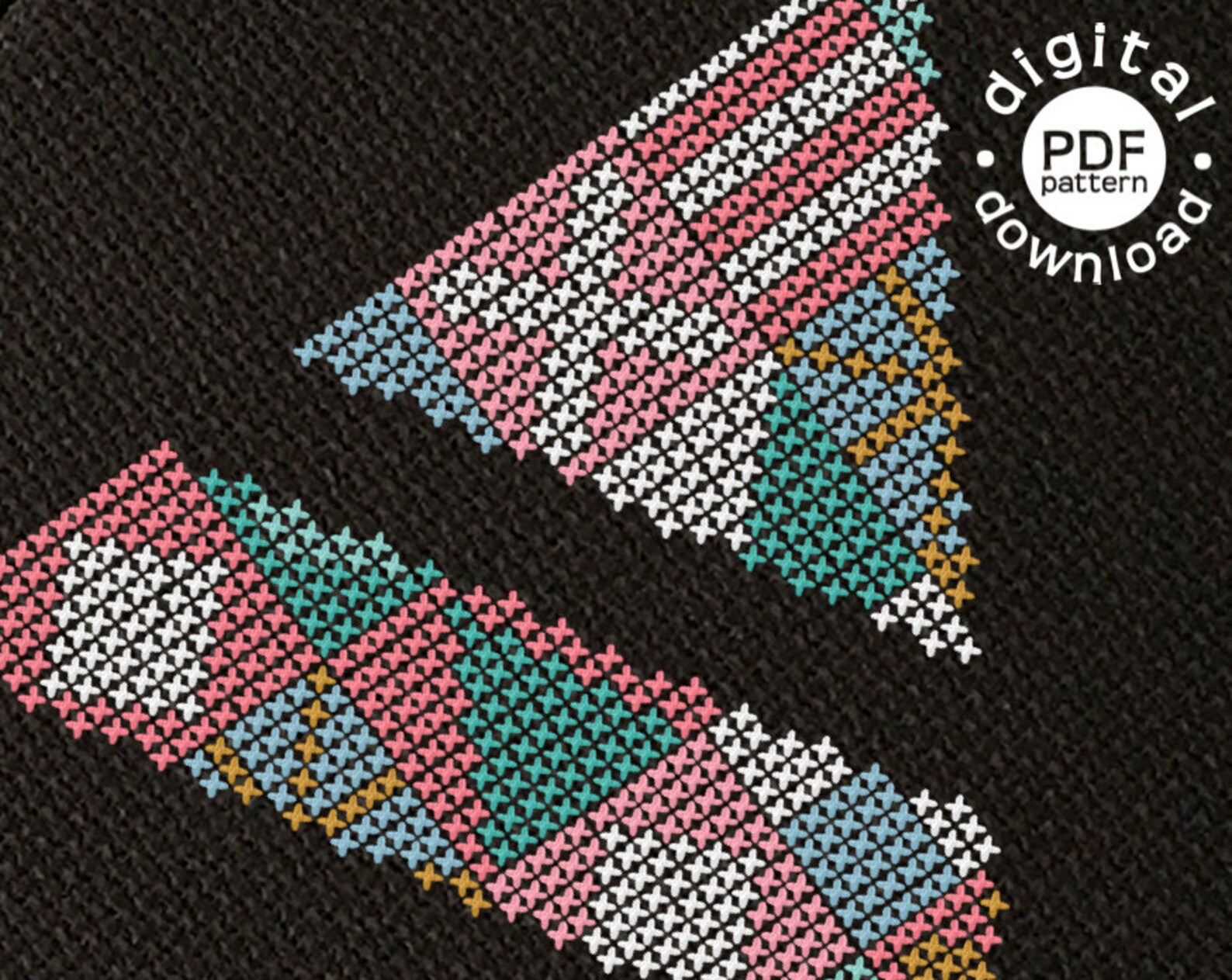 Geometric Initial V Modern Cross Stitch Pattern Digital Download ...