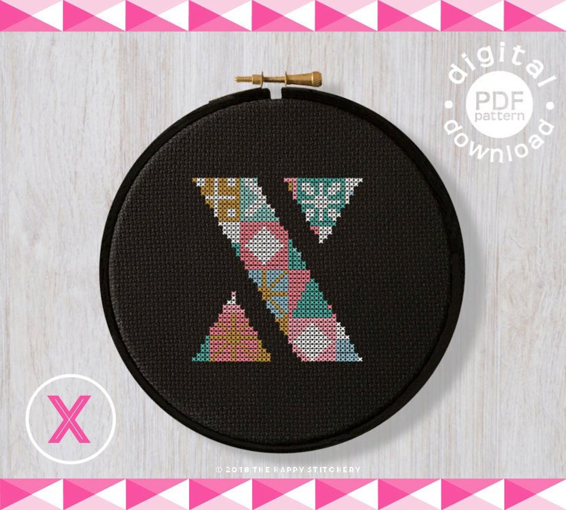 Geometric Initial X Modern Cross Stitch Pattern Digital | Etsy