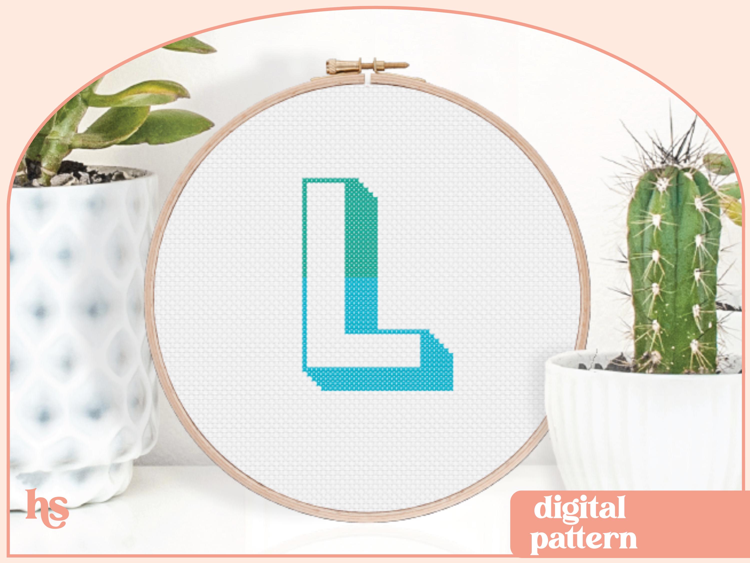Two Tone Initial - L - Modern Cross Stitch Pattern - Digital Download ...