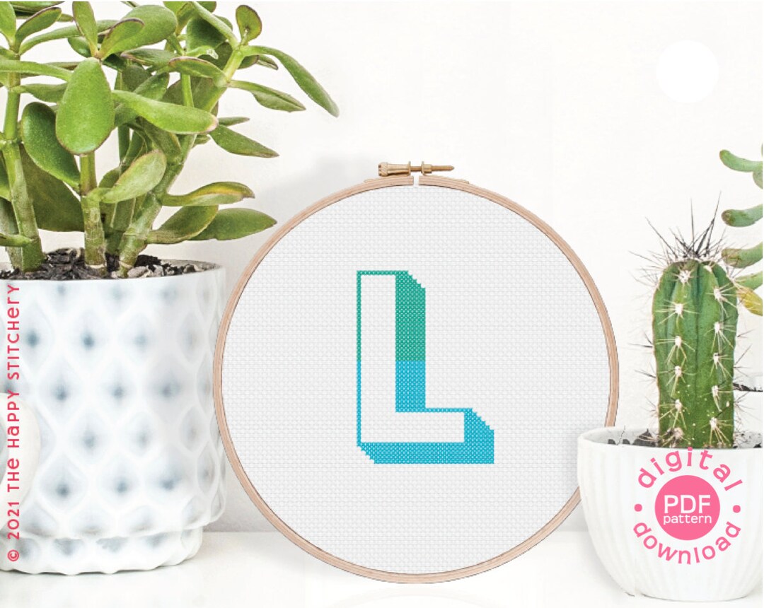 Two Tone Initial - L - Modern Cross Stitch Pattern - Digital Download ...