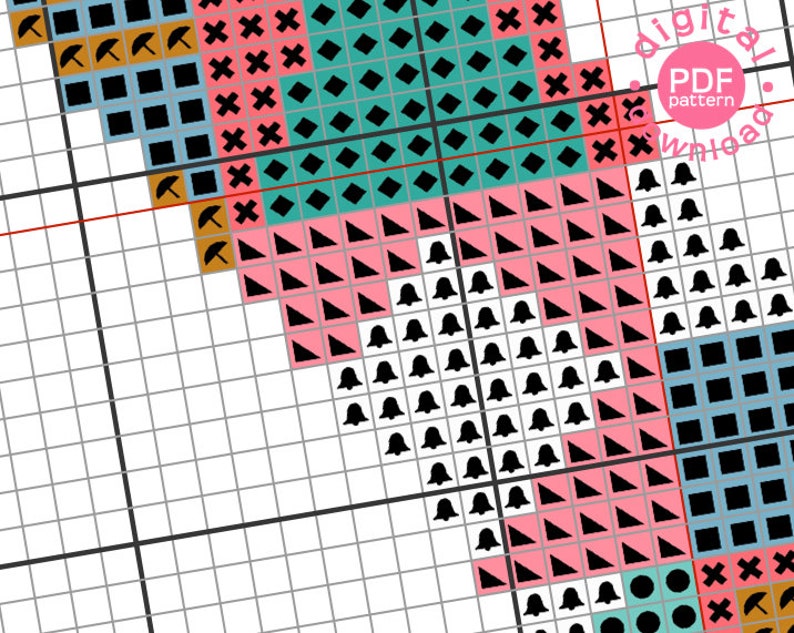 Geometric Initial V Modern Cross Stitch Pattern Digital Download ...