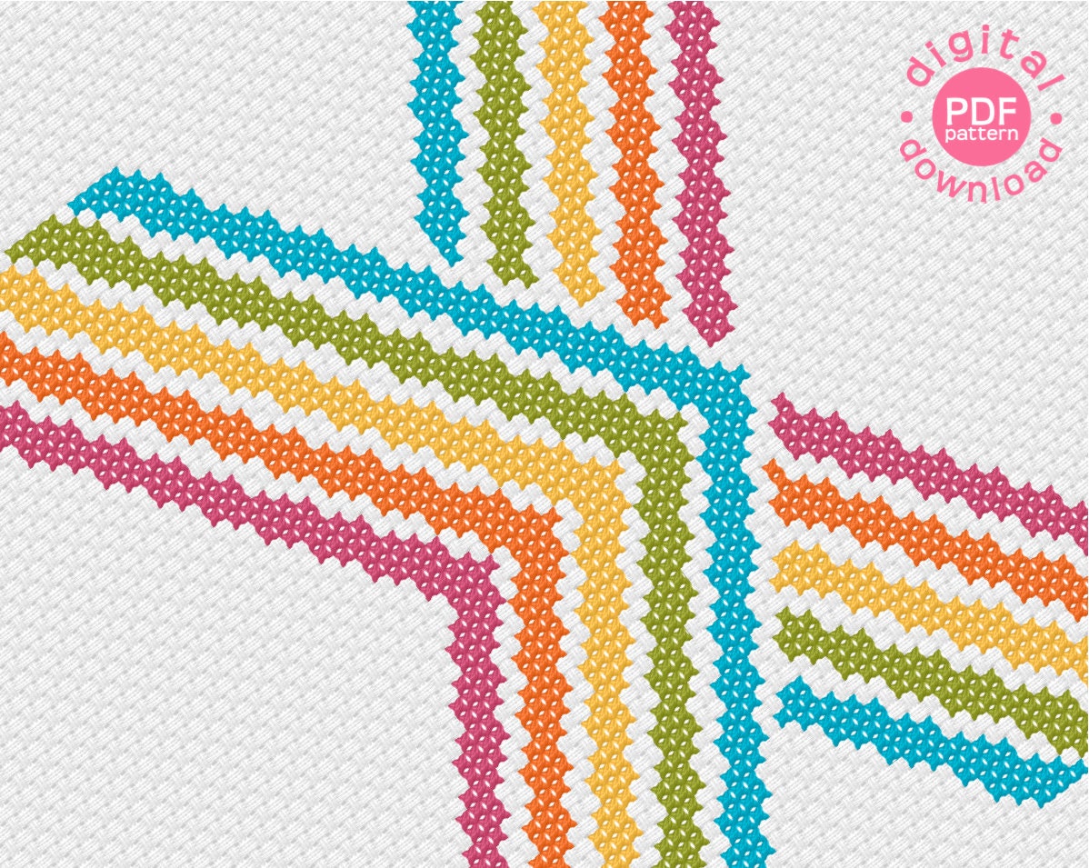 Retro Rainbow Initial X Modern Cross Stitch Pattern - Etsy