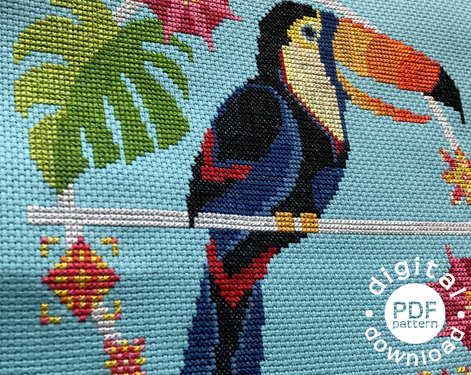 Tropical Toucan - Modern Cross Stitch Pattern - Digital Download ...