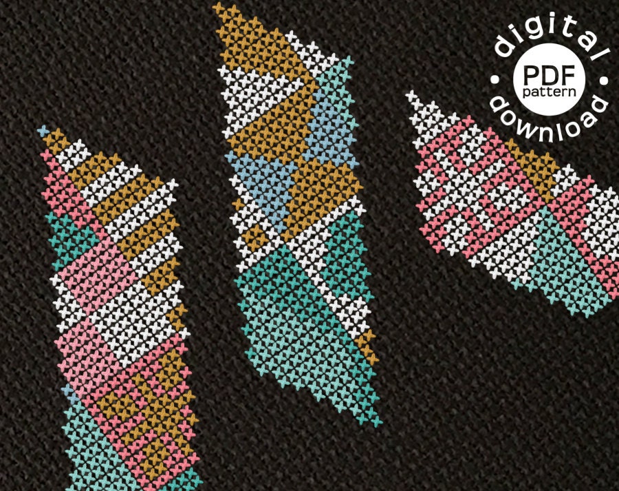 Geometric Initial M Modern Cross Stitch Pattern Digital - Etsy