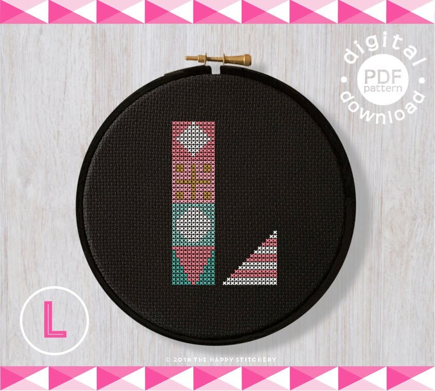 Geometric Initial L Modern Cross Stitch Pattern Digital | Etsy