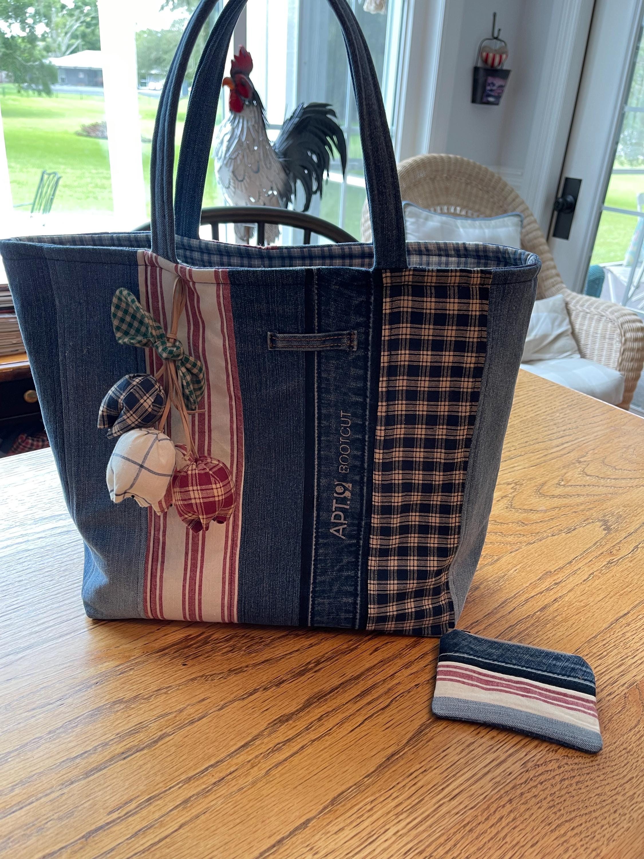 Upcycled Denim Tote Bag With Coin Purse - Etsy