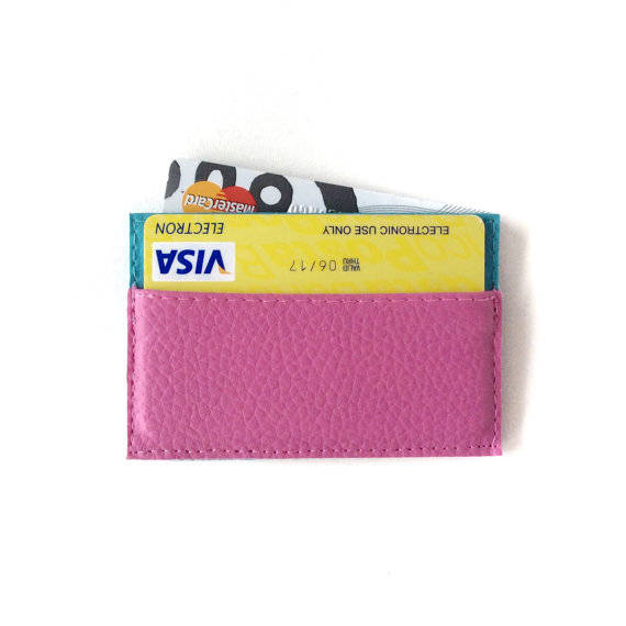 Vegan Leather Credit Card Holder Pink Credit Card Case | Etsy